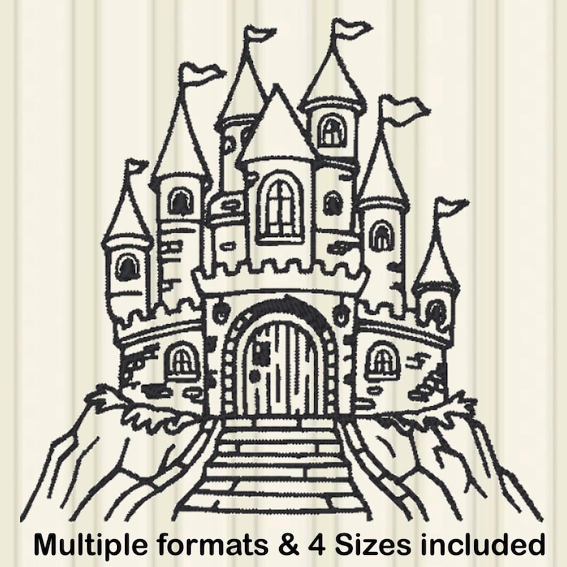 Wizard Castle Outline - Machine Embroidery Design - DST, PES, JEF ...