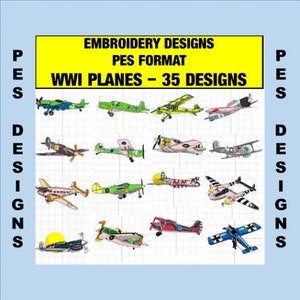 Vintage Airplane Embroidery Design Set World War 1 Planes PES Designs ...