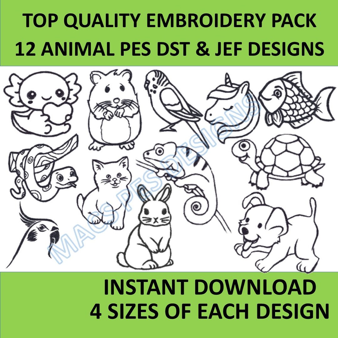 Animal Outline PES JEF DST Embroidered Design. Brother Machine ...