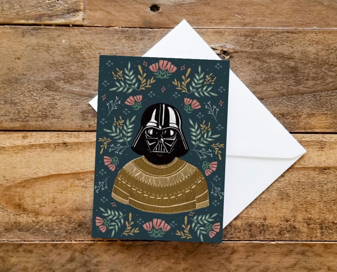 Star Wars Christmas Card Darth Vader Floral Christmas - Etsy