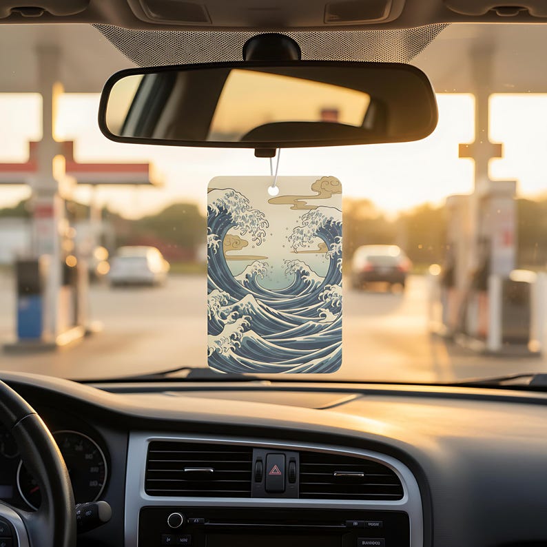 Japanese Wave Air Freshener, Ukiyo-e Hanging Car Diffuser, Vintage Sea ...