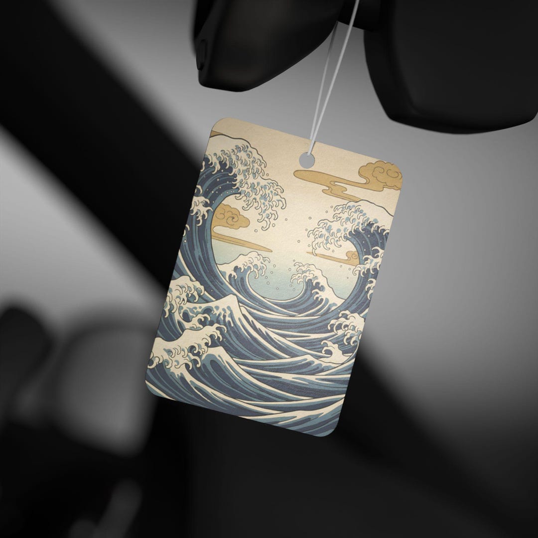 Japanese Wave Air Freshener, Ukiyo-e Hanging Car Diffuser, Vintage Sea ...