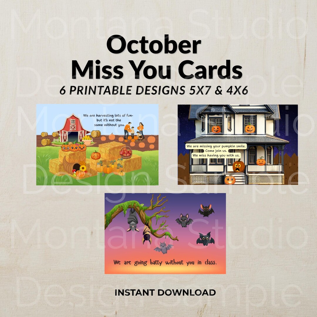 LDS October Fall Miss You Cards for Kids (digital Printable) - Etsy