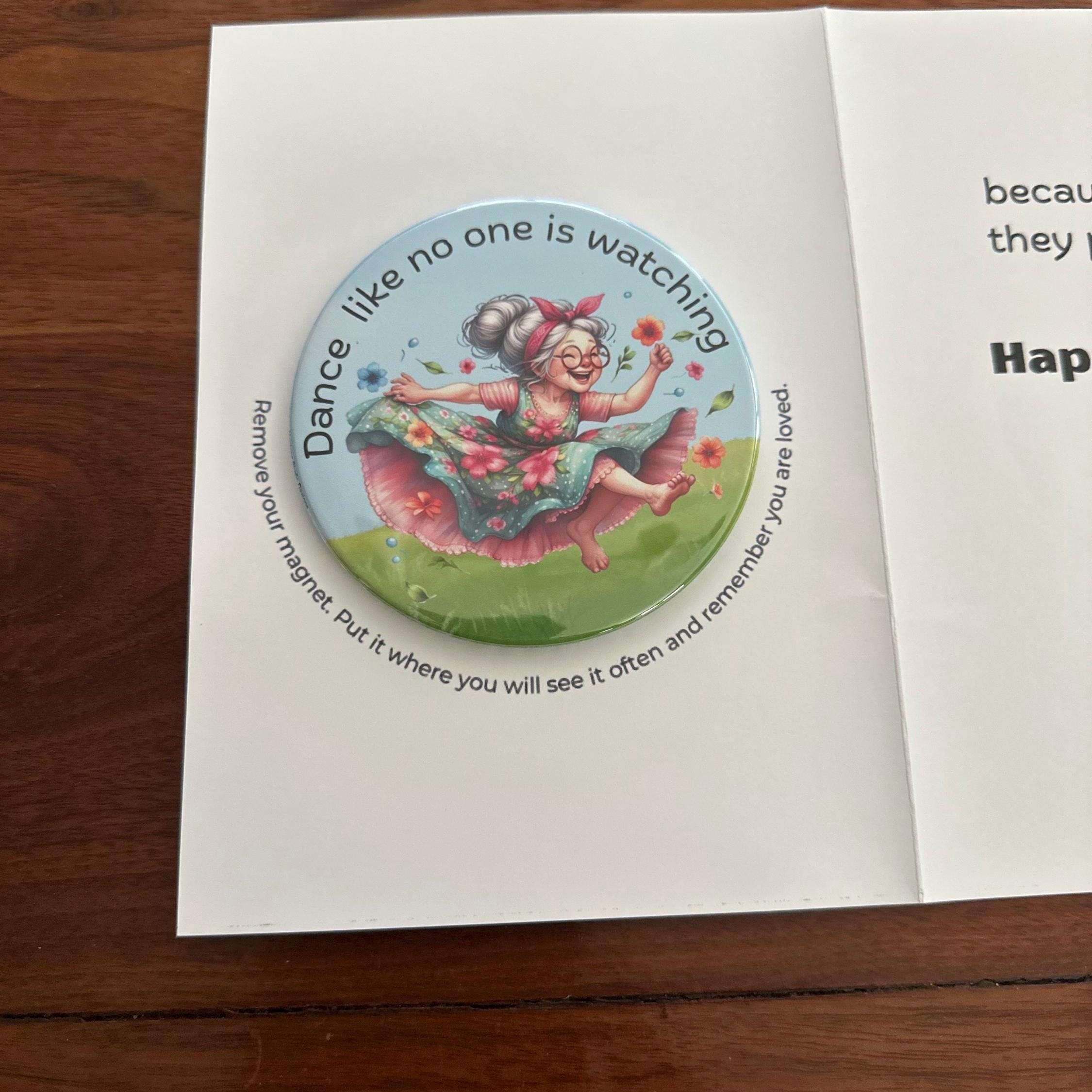 Funny Old Lady Dancing Birthday Card With Magnet: Humorous Grandma Gift ...