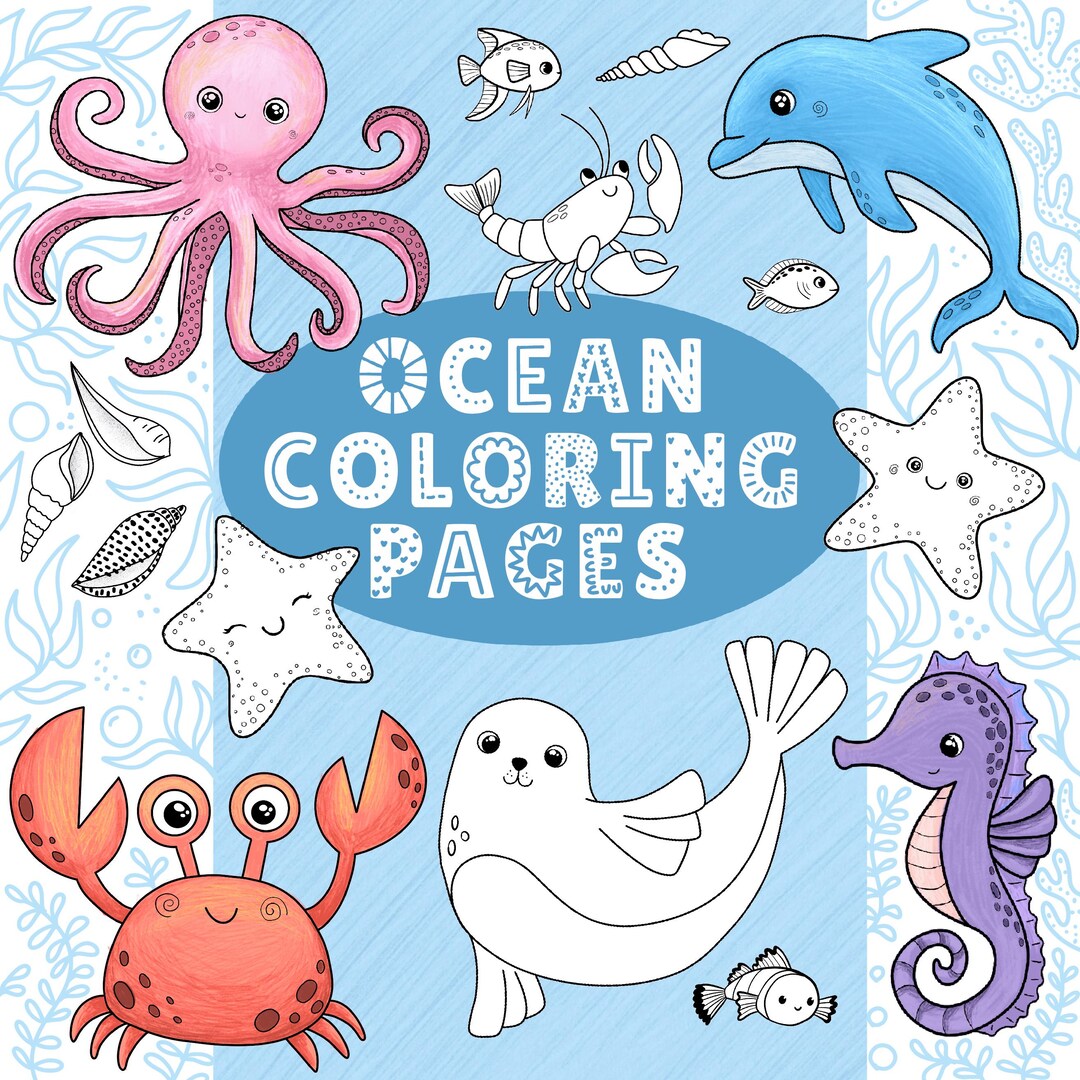 50 Printable Ocean Animal Coloring Pages Instant Download Fun and Cute ...