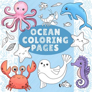 50 Printable Ocean Animal Coloring Pages Instant Download Fun and Cute ...