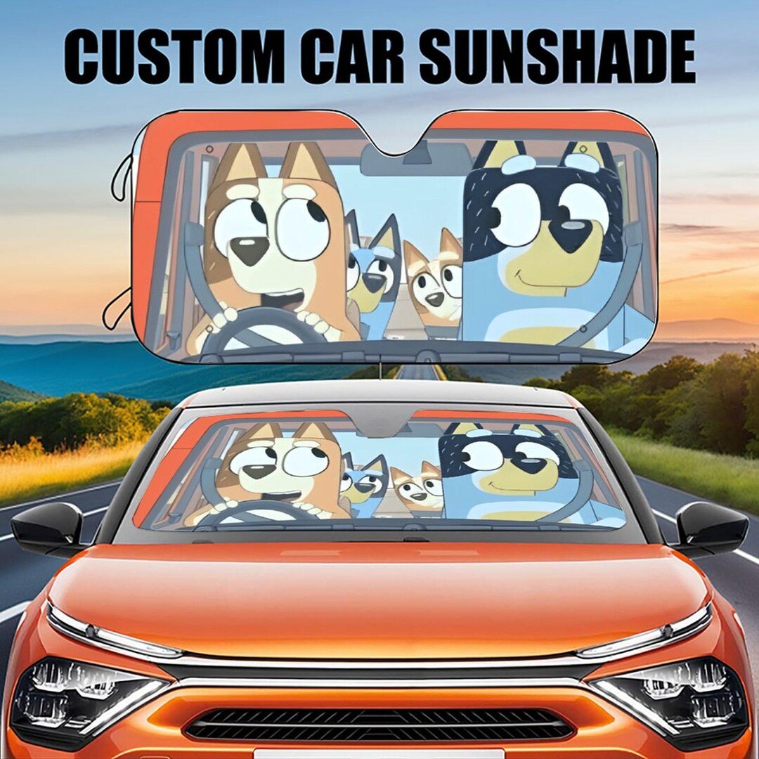 Bluey Car Sun Visor, Animated Car Sun Visor, Anime Car Decoration ...