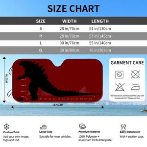 King of the Monsters Godzilla Car Sunshade, Big Godzilla Car Windshield ...