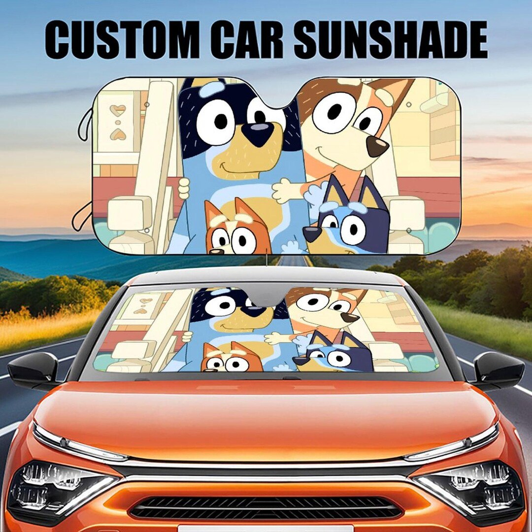 Bluey Car Sun Visor, Animated Car Sun Visor, Anime Car Decoration ...