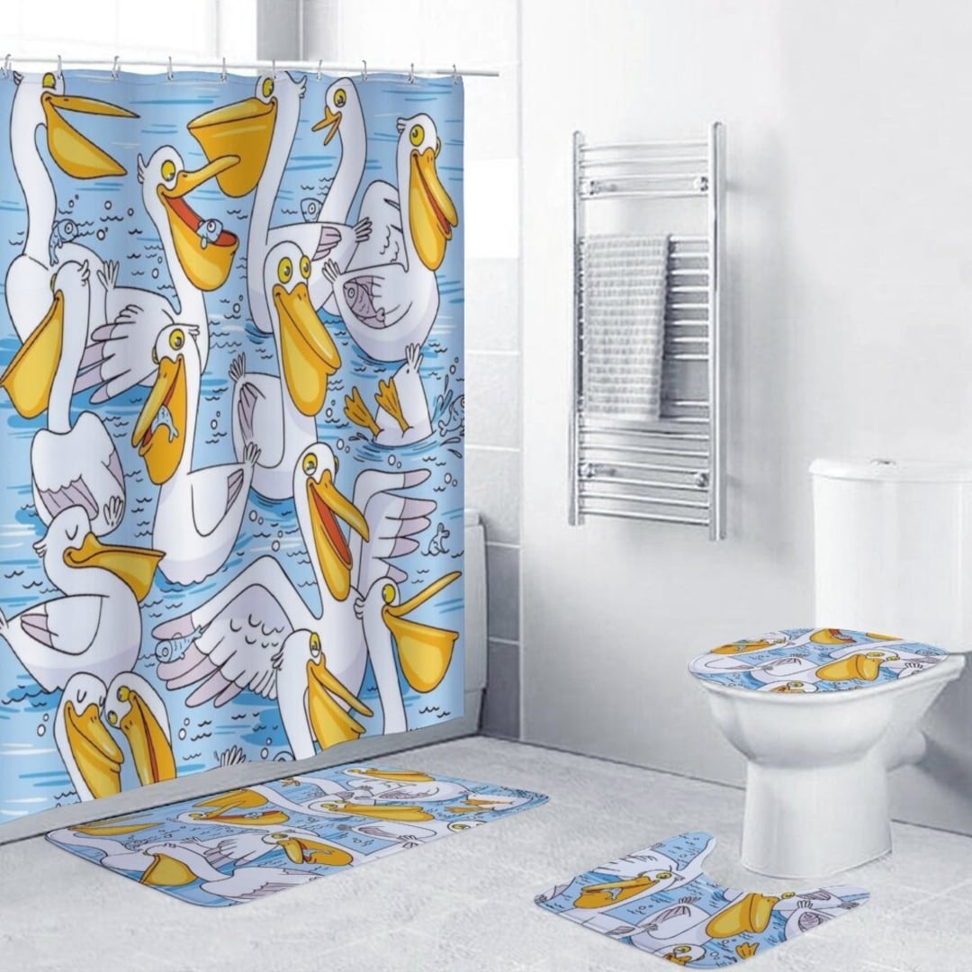 Cute Big Mouth Duck Bathroom Set, Shower Curtain Set, Floor Mat ...