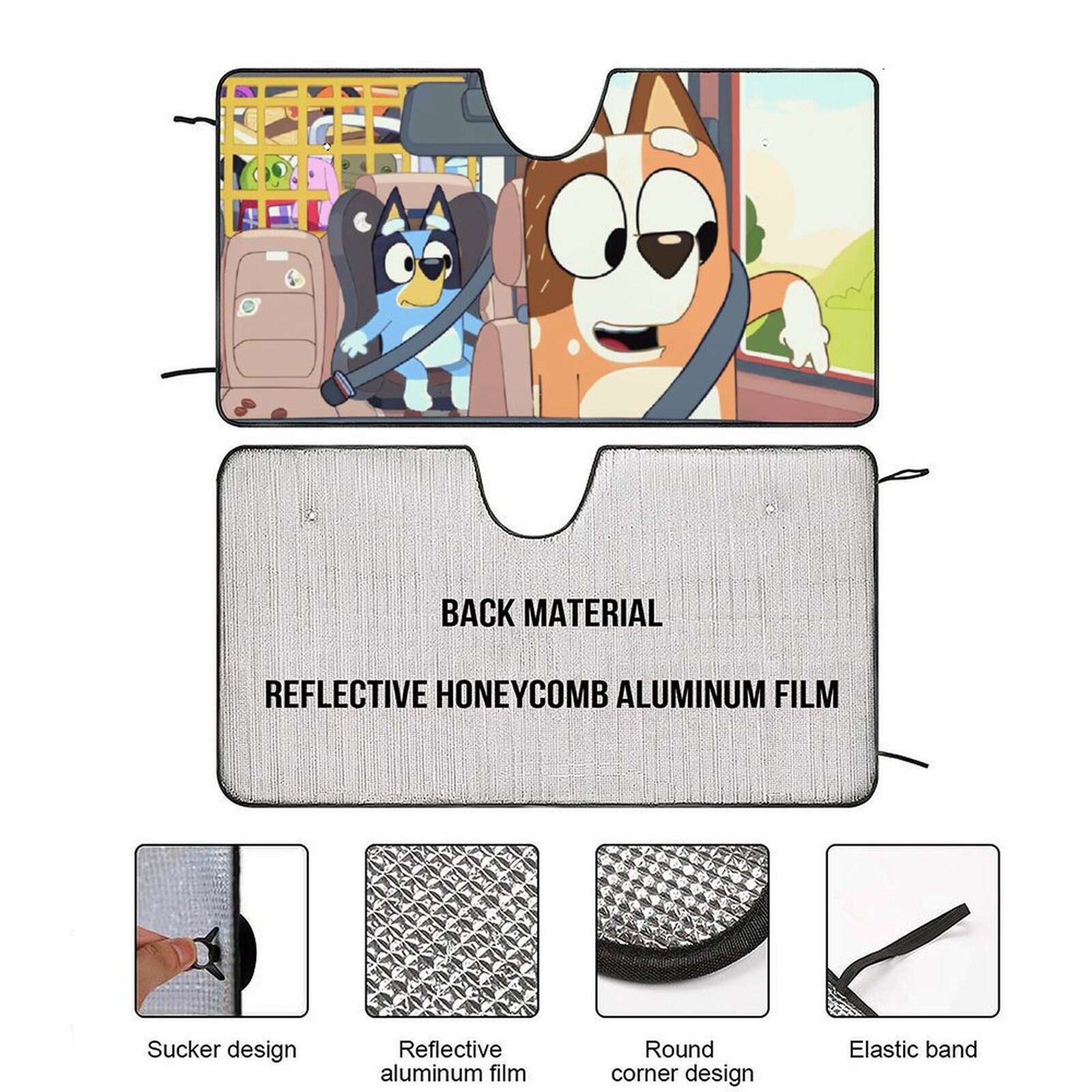 Cute Bluey Car Sun Visor, Cartoon Car Sun Visor, Car Decoration, Bluey ...