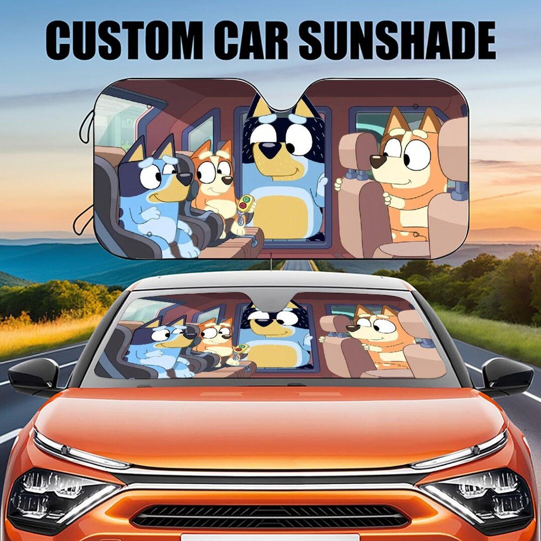Animated Car Sun Visor, Bluey Car Sun Visor, Anime Car Decoration ...