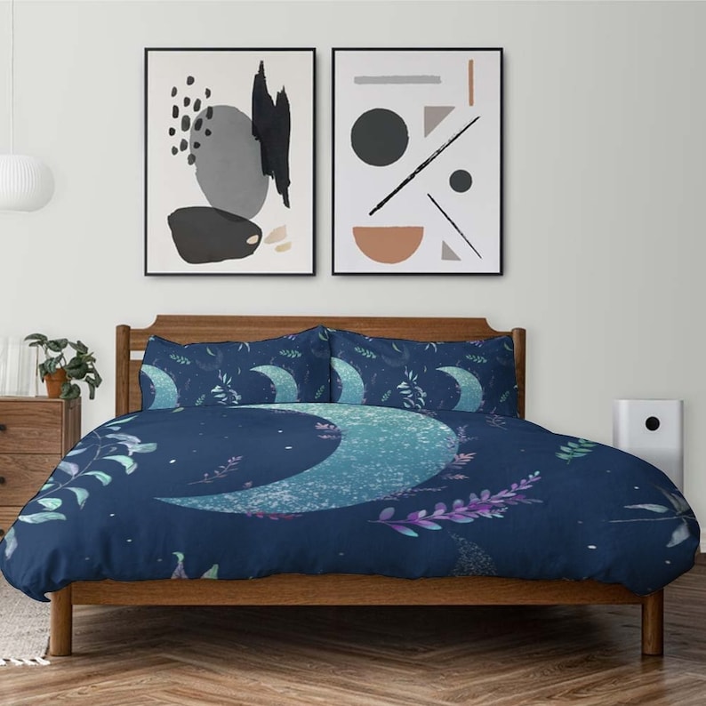 Blue Moon Comforter Set/bohemian Sun and Moonbedding Set/natural ...