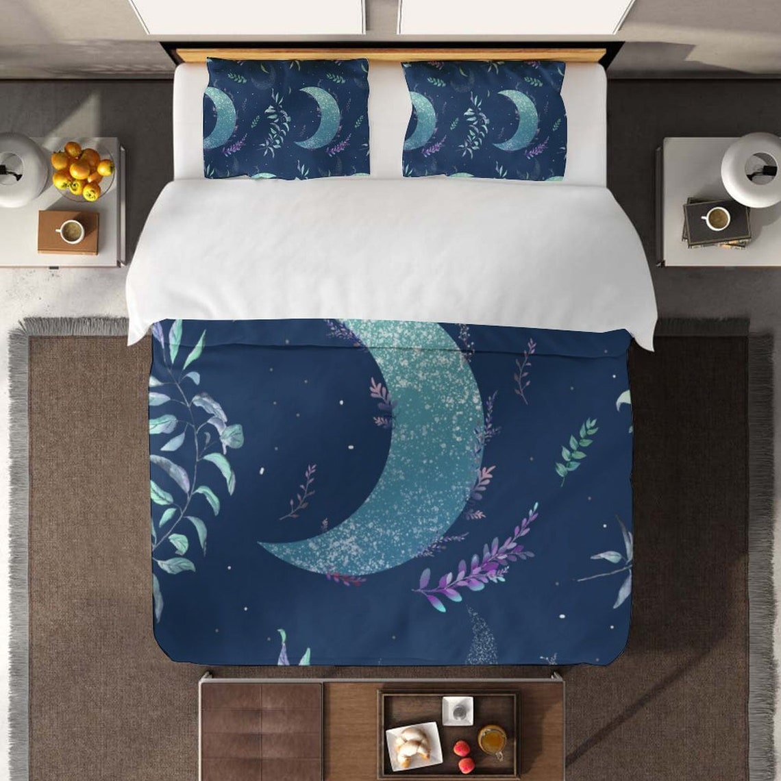 Blue Moon Comforter Set/bohemian Sun and Moonbedding Set/natural ...