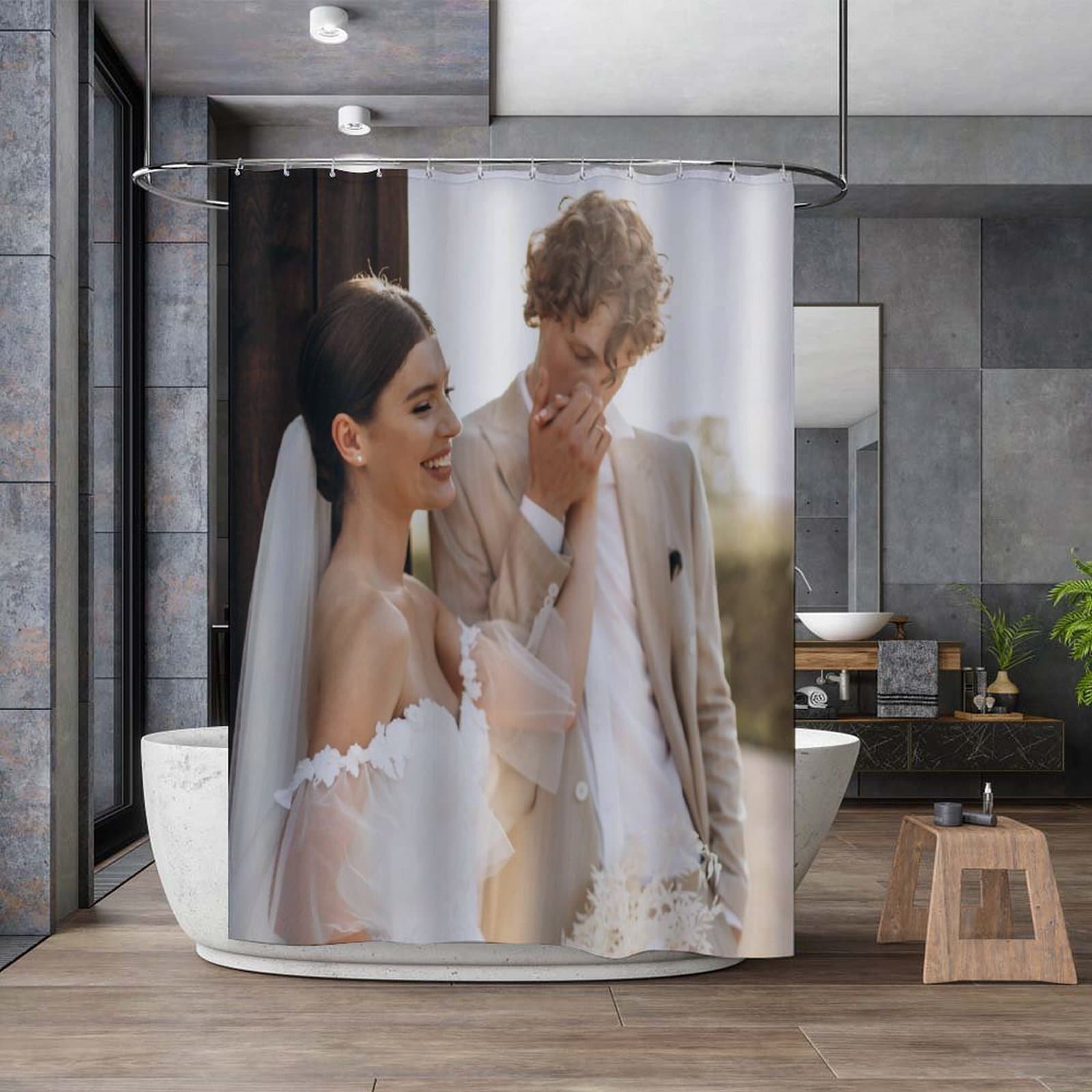 Personalized Wedding Photo Shower Curtain, Home Decor, Custom Photo ...