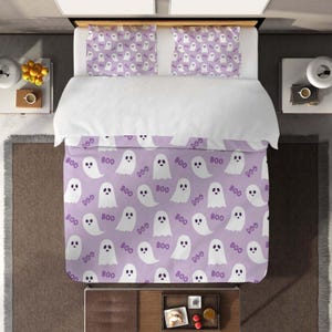 BOO Ghost Halloween Duvet Cover, Black & White Spooky Duvet Cover ...