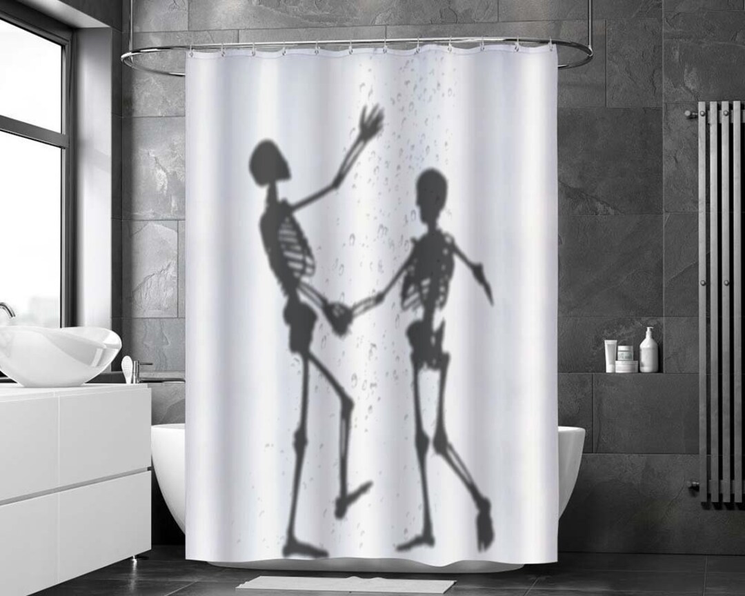 Humorous Skull Shower Curtain, Couple Skull Shower Curtains, Funny ...