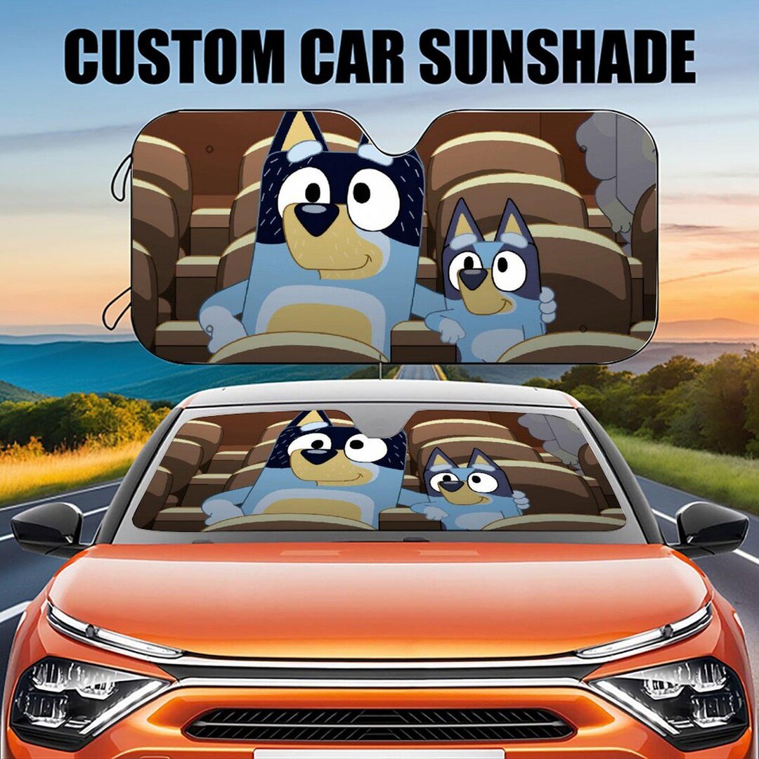 Bluey Watching Movie Car Sun Visor,animated Car Sun Visor, Bluey Lover ...