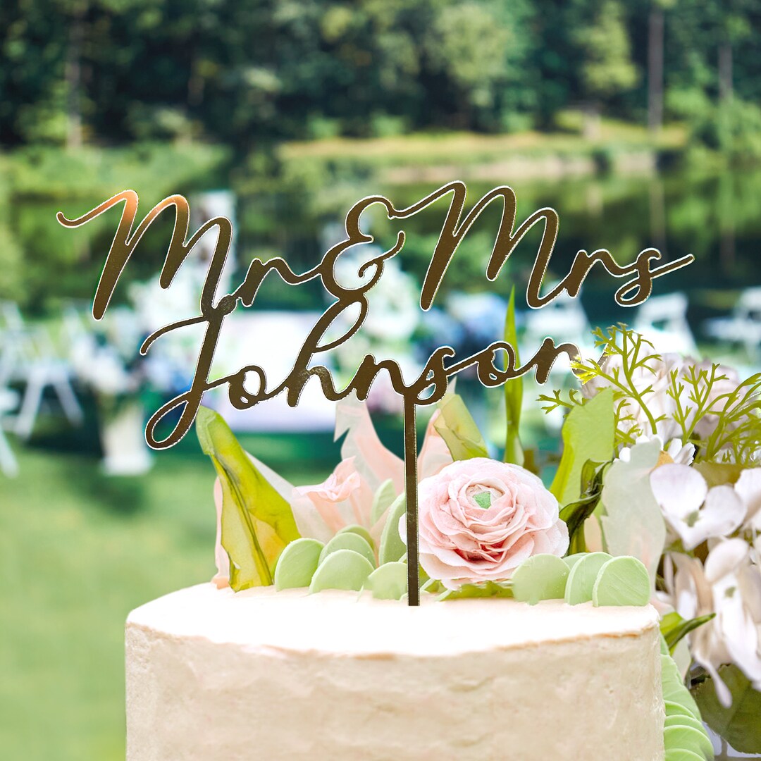 Custom Name Topper Cake Topper for Wedding Cake Topper Gold ...