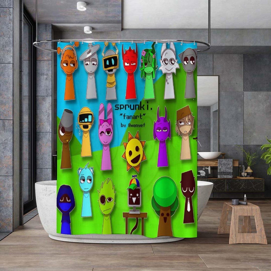 Sprunki Gameshower Curtain, Incredibox Sprunki Bathroom Shower Curtain ...