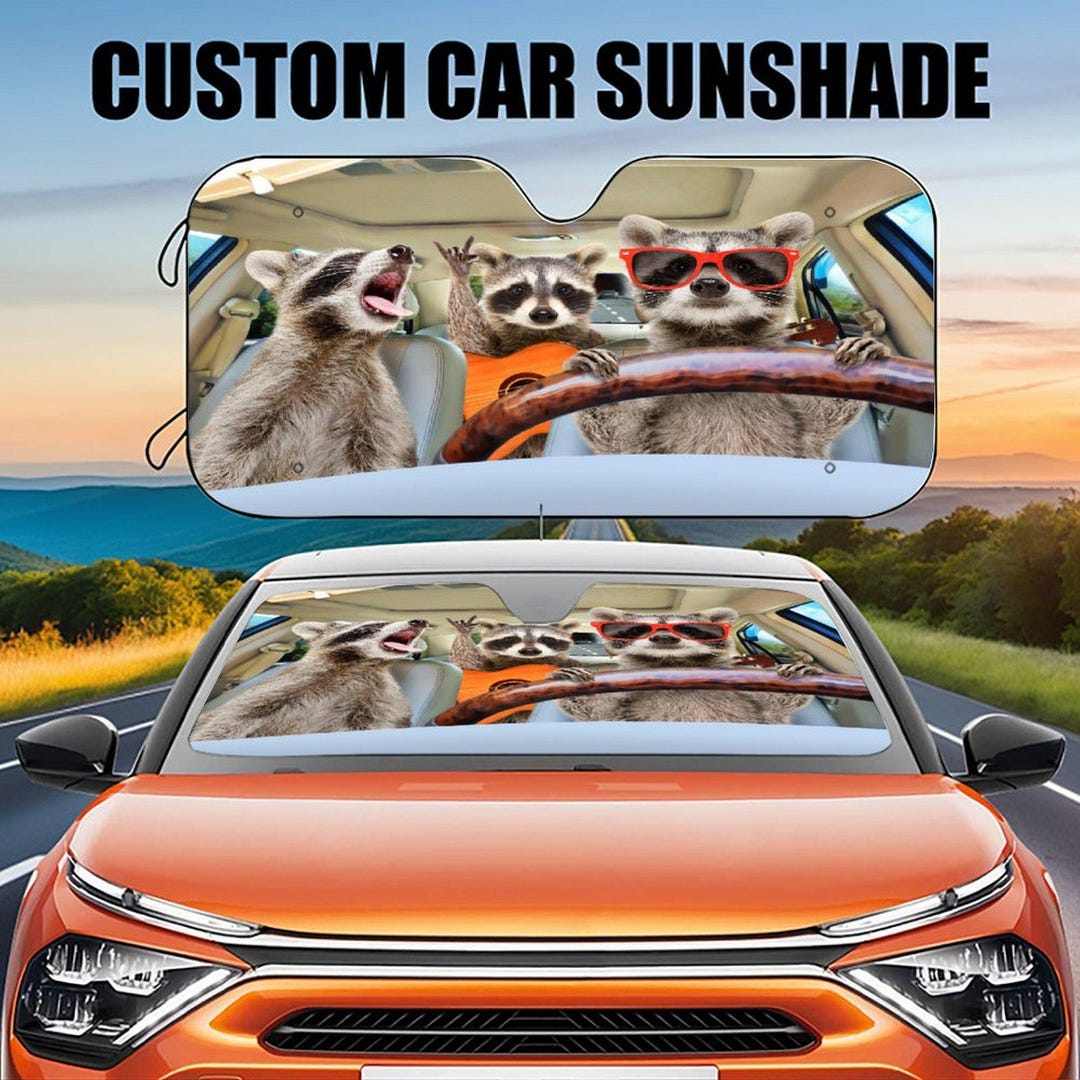 Funny Raccoons Car Sunshade,raccoon Family Car Sunshade,raccoon Car ...