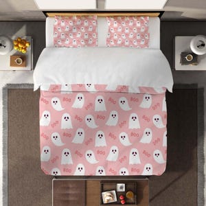 BOO Ghost Halloween Duvet Cover, Black & White Spooky Duvet Cover ...