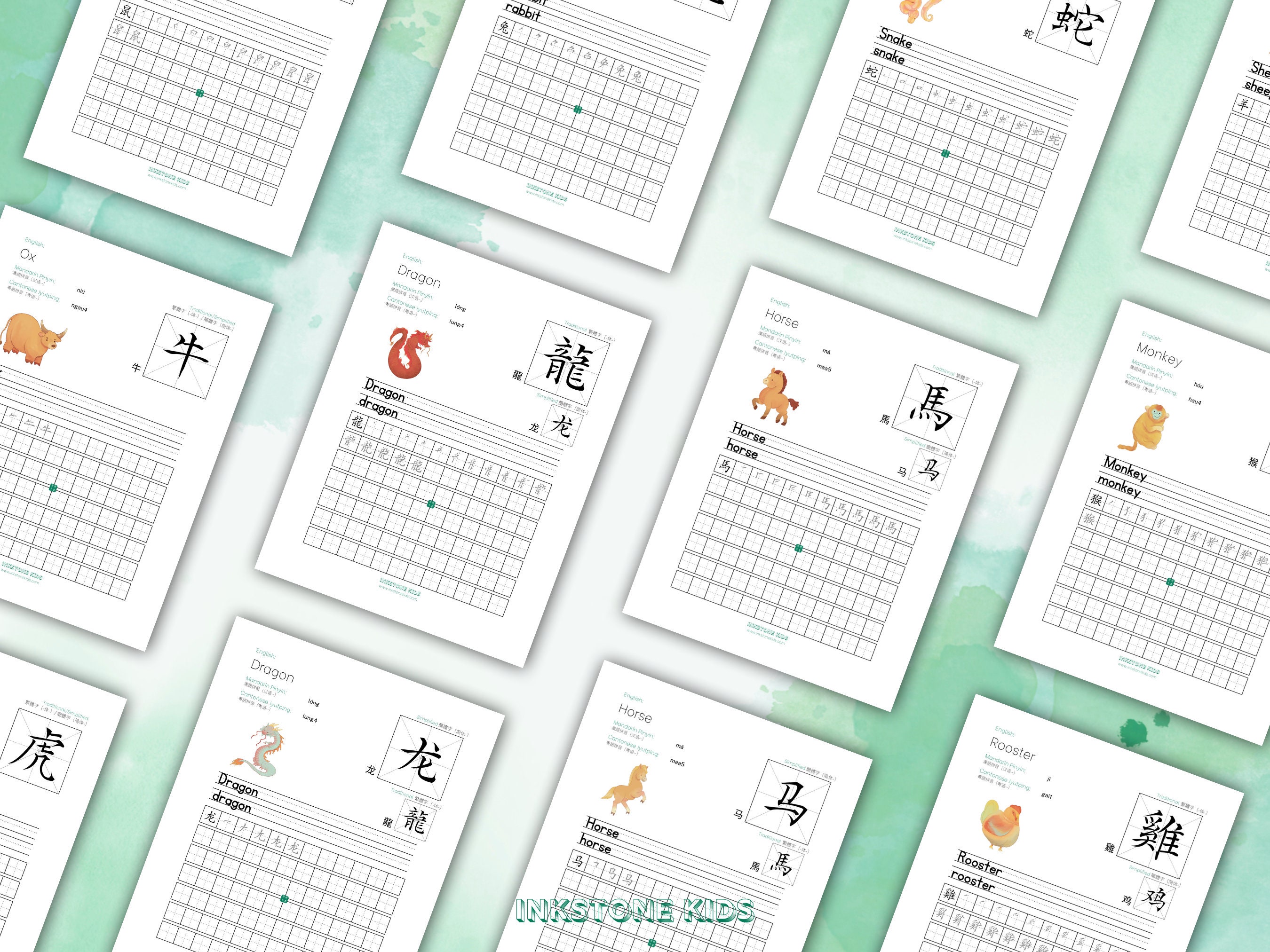 PRINTABLES: Chinese Zodiac 十二生肖 - Chinese-english Handwriting ...