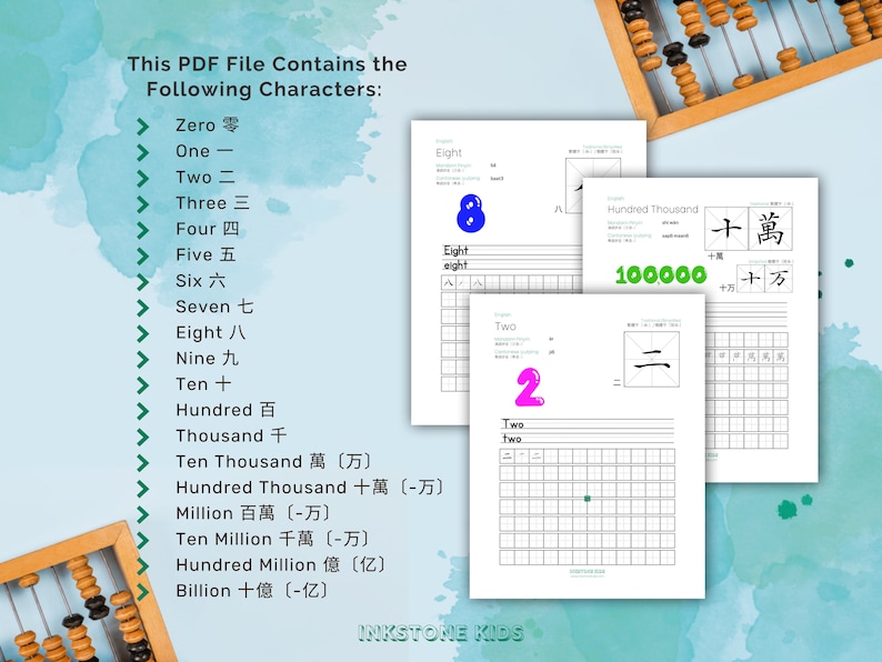 PRINTABLES: Numbers 數字~数字 - Chinese-english Handwriting Worksheets 田字格 ...