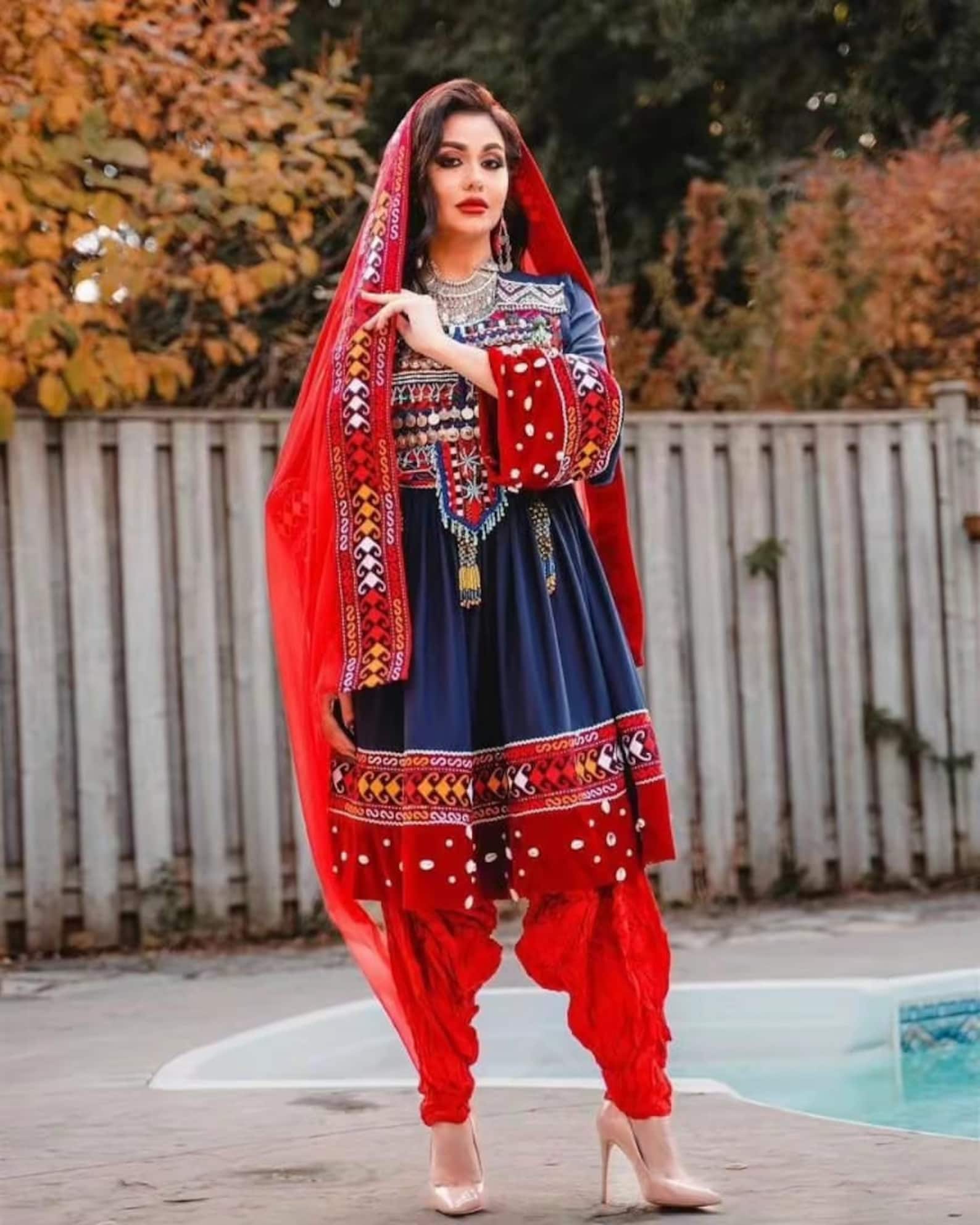 Afghan Charma Embroidered Dress With Handmade Gand, Afghan Fashion ...