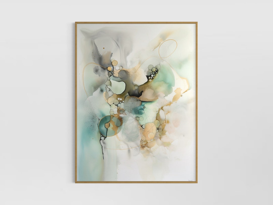 Ethereal Abstract Watercolor Painting Water Color Painting, Turquoise ...