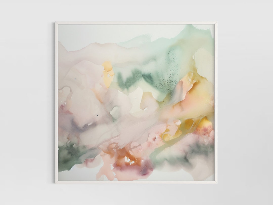 Abstract Watercolor Print, Pastel Water Color Painting, Abstract ...