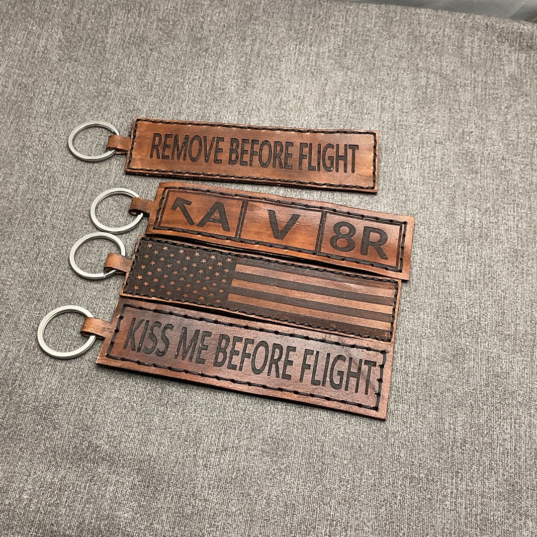 Kiss Me Before Flight, AV8R, American Flag REMOVE BEFORE FLIGHT Leather ...