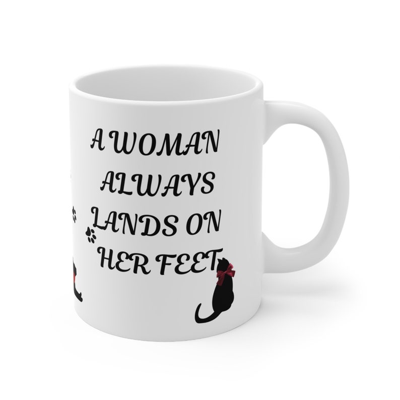 White Ceramic Cat Design Mug for Women, Black Cat Coffee Mug, Cat ...