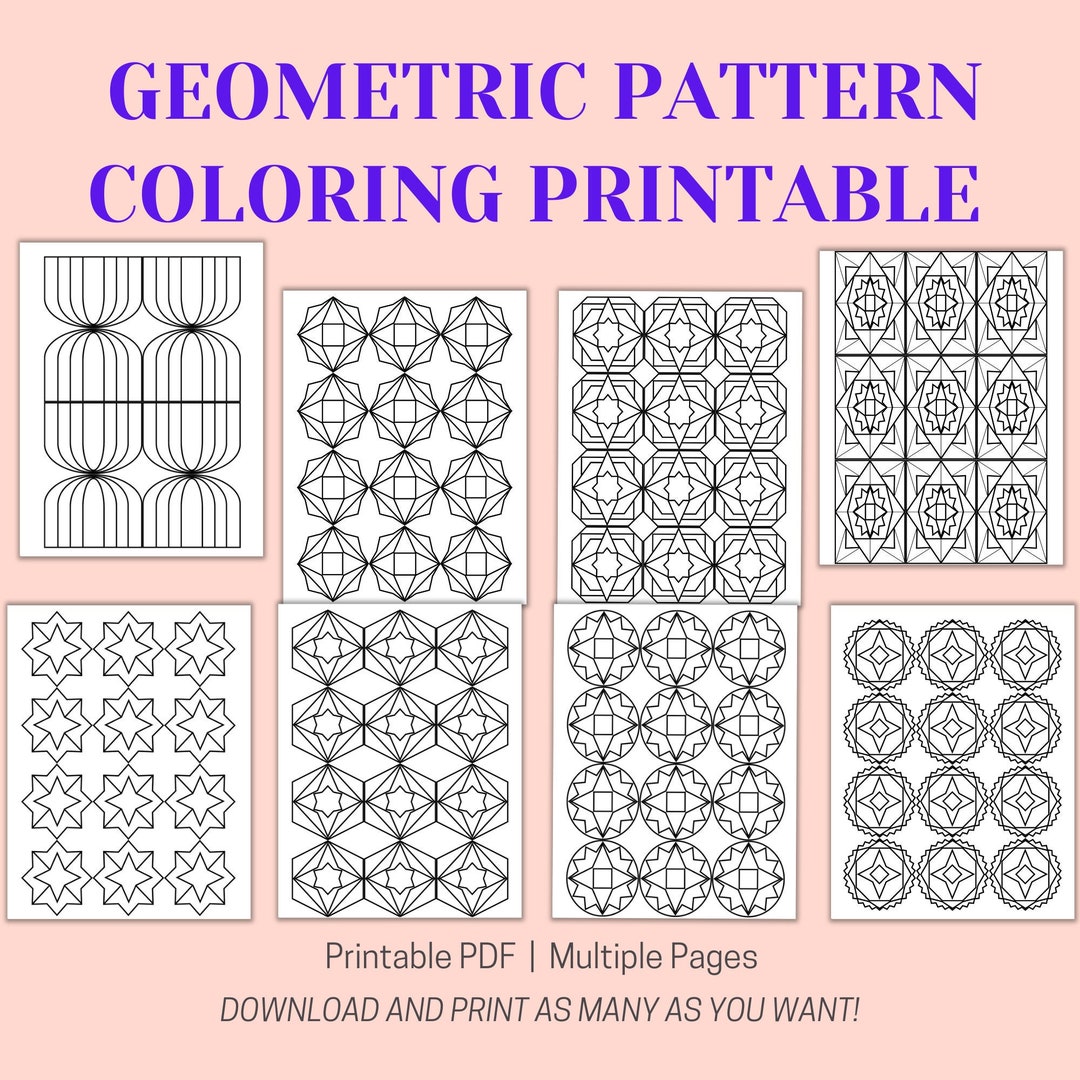 Geometric Coloring Printable, Mosaic Tiles Coloring Pages, Relaxing ...