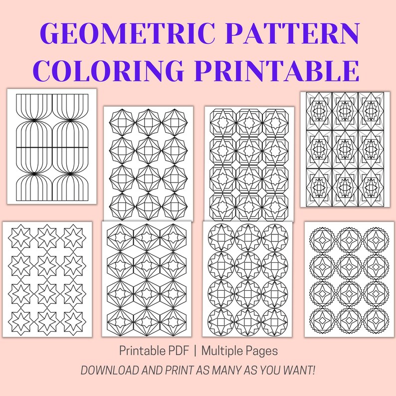 Geometric Coloring Printable, Mosaic Tiles Coloring Pages, Relaxing ...