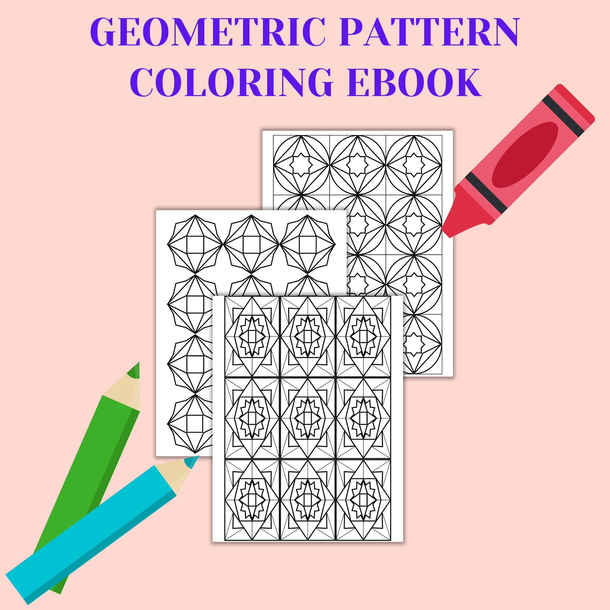Geometric Coloring Printable, Mosaic Tiles Coloring Pages, Relaxing ...