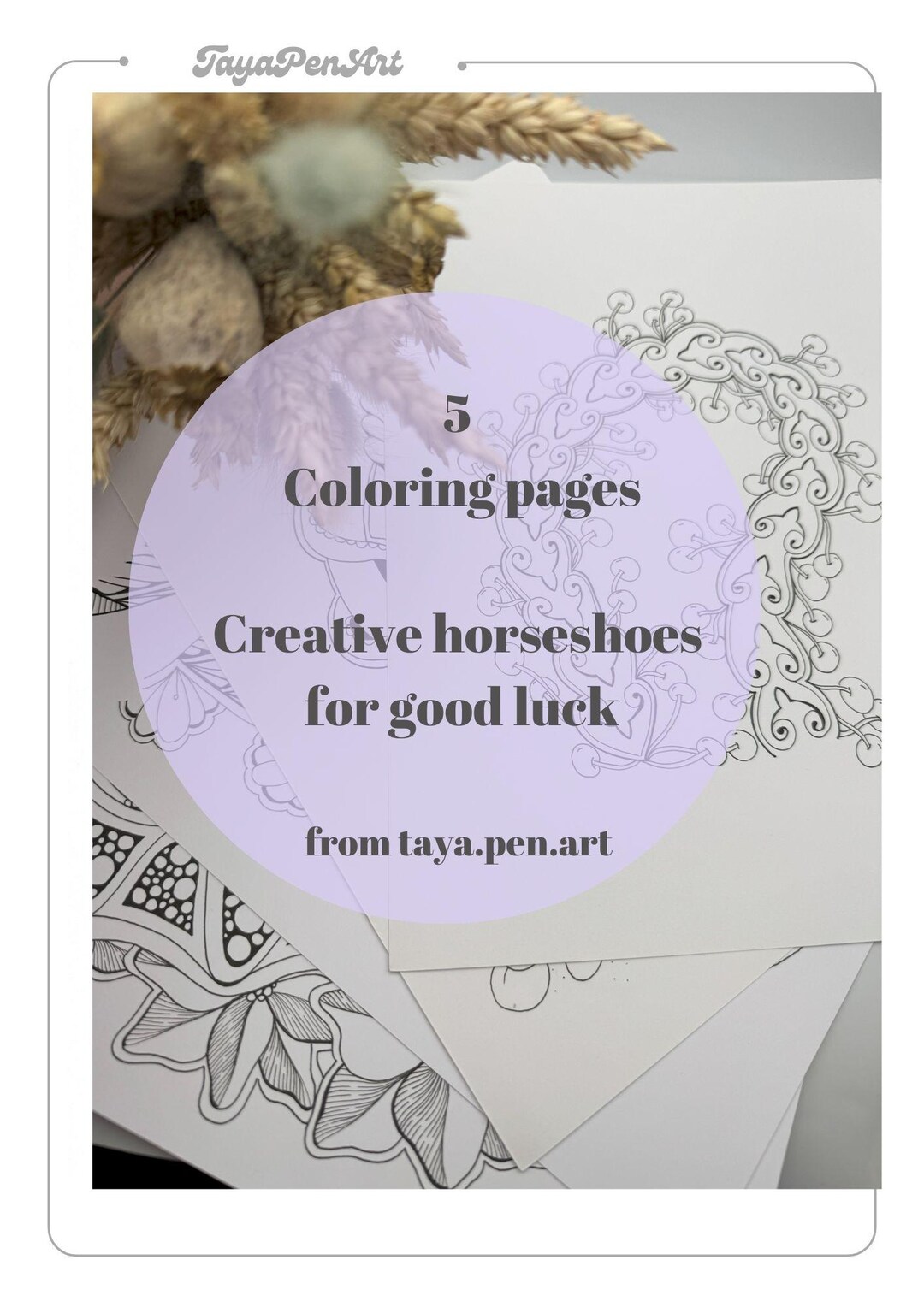 A Set of 5 Simple Coloring Pages, Horseshoes for Good Luck, Coloring ...