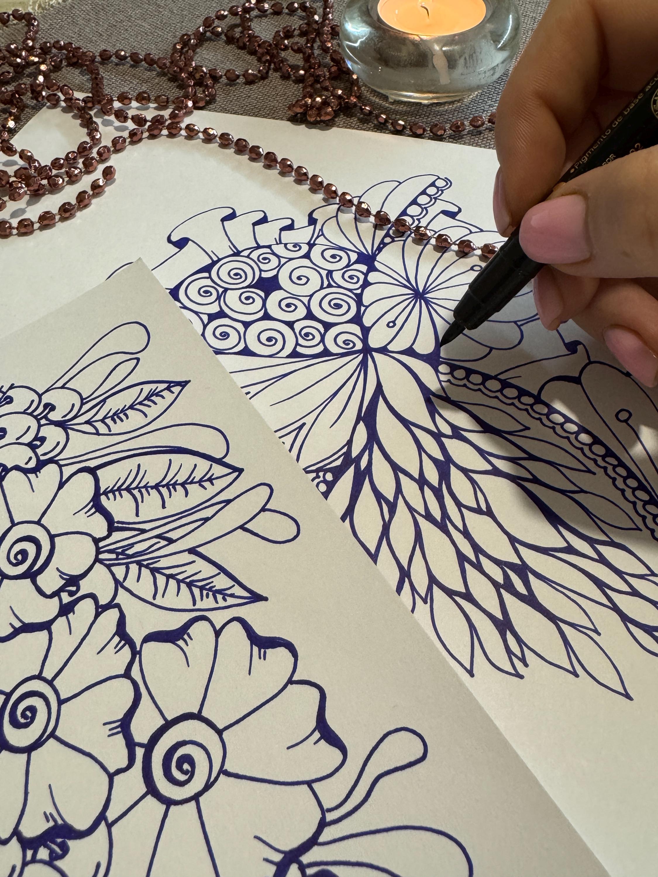 5 Tracing/coloring Pages, Adult Tracing, Stress Relief, Digital, PDF ...