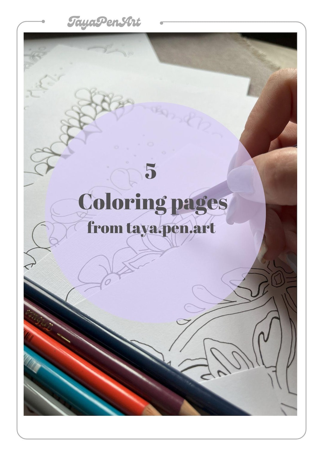 A Set of 5 Simple Coloring Pages, Floral, Coloring Pages, Pdf ...