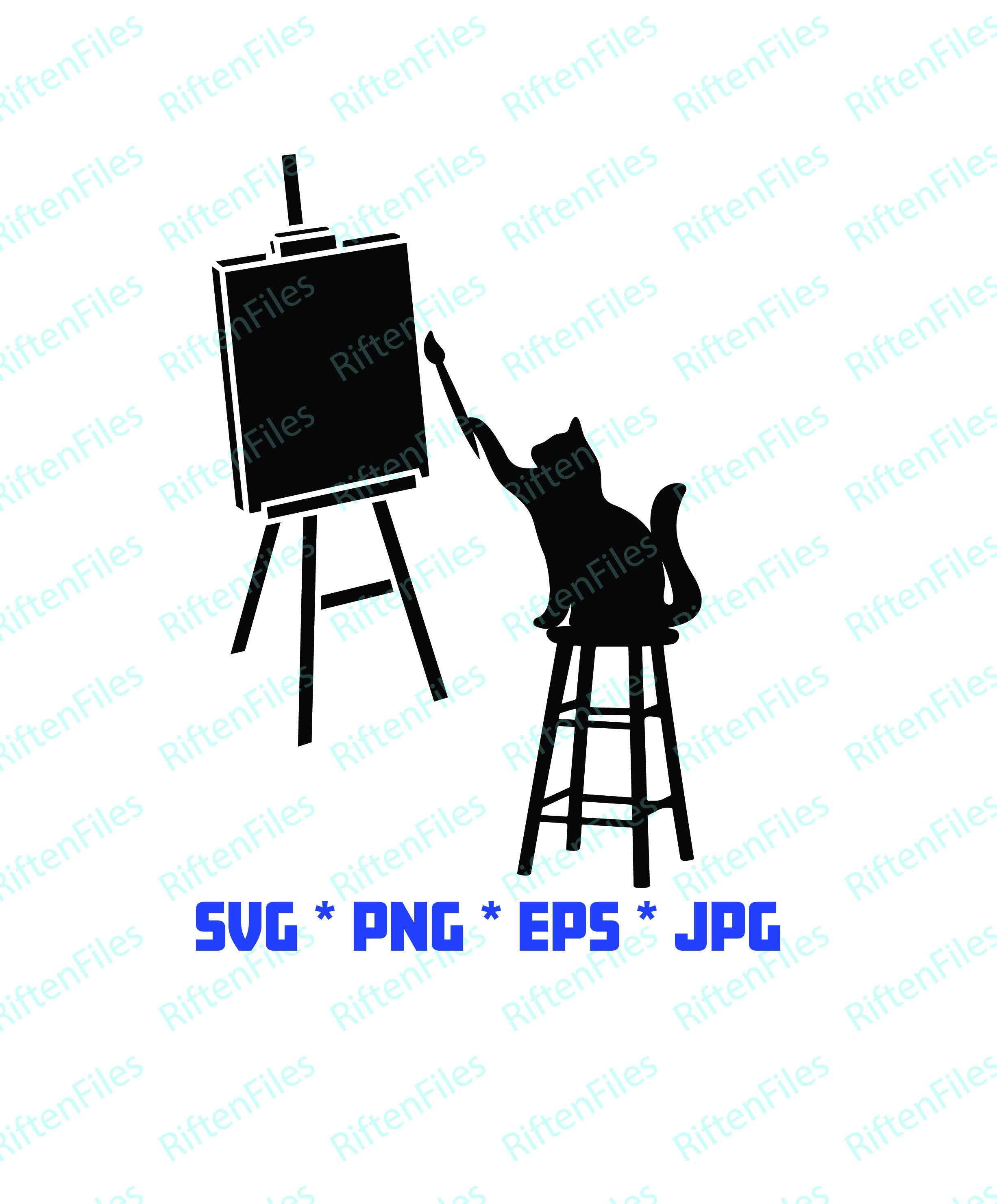 Painter Cat SVG PNG JPG Eps Digital Download - Etsy