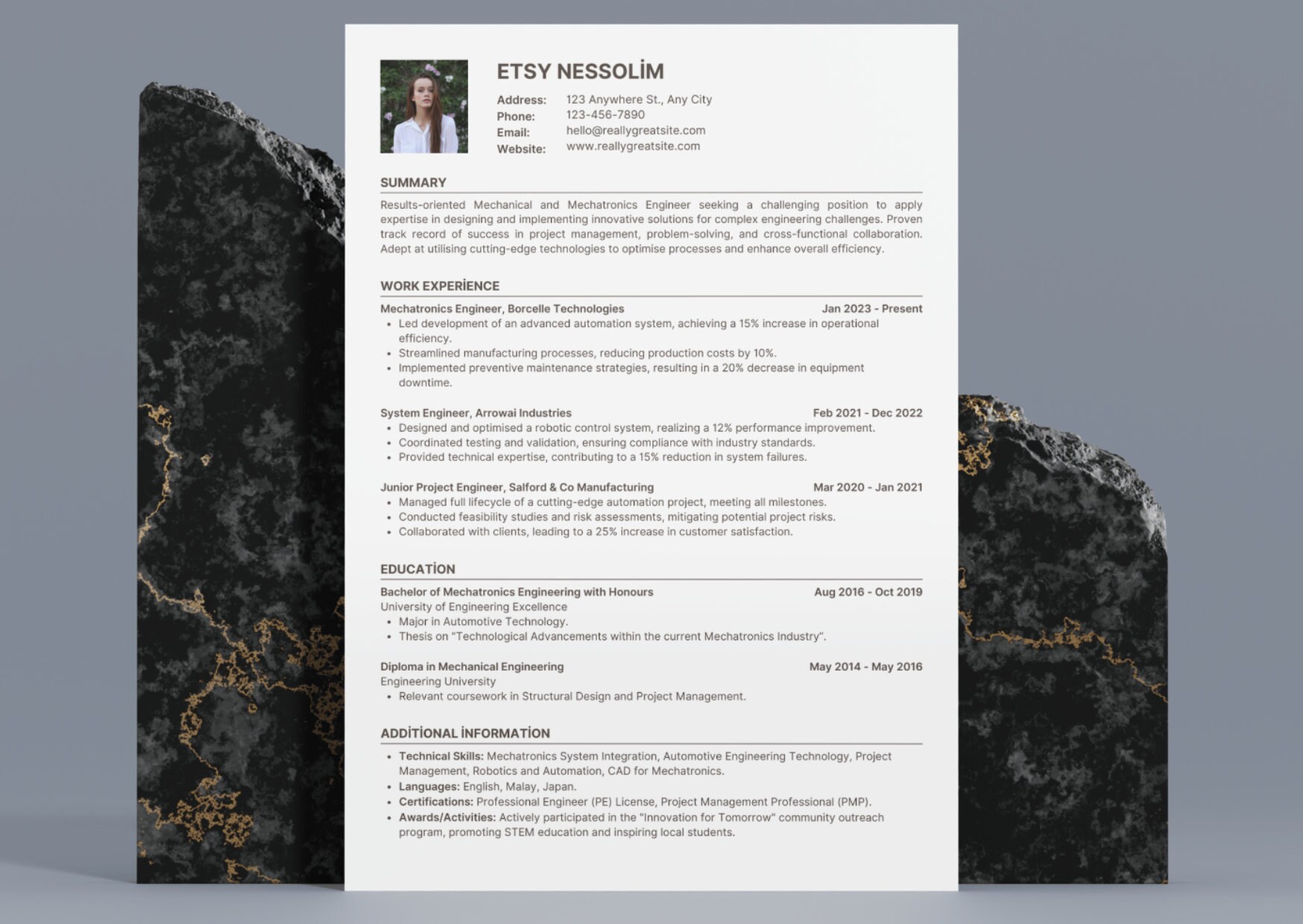 Basic Resume Example, Clean Template Canva, Minimalist Resume Template ...