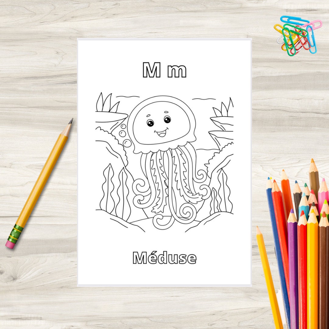 Animal Alphabet Coloring Pages in French to Download and Print. - Etsy