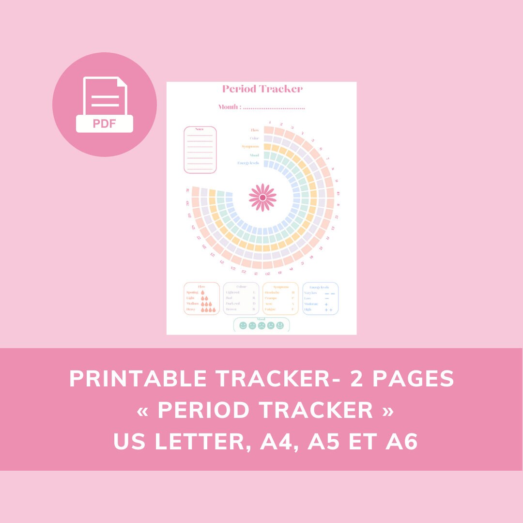 Period Tracker Monthly and Yearly Period Tracker Pie Chart - Etsy