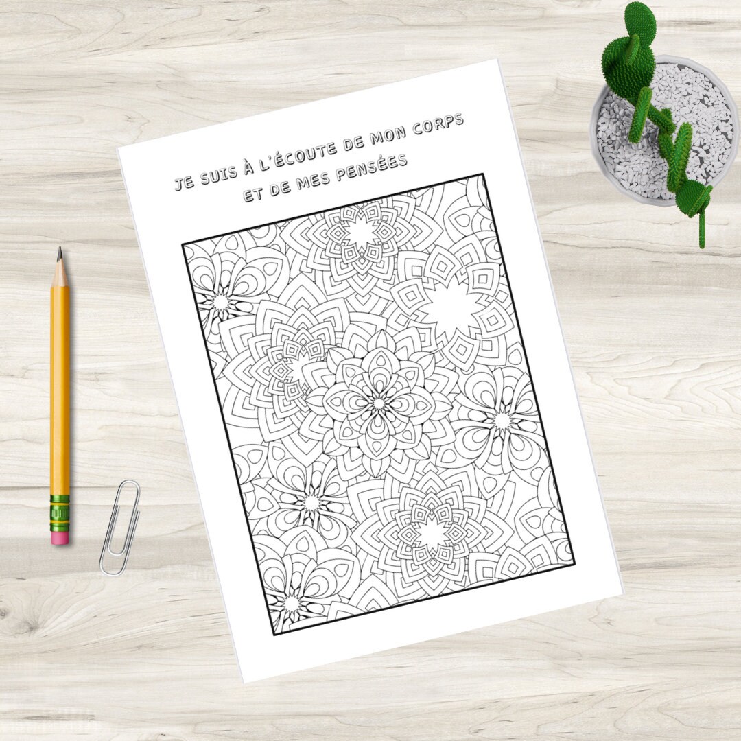 Coloring Pages Mandalas With Positive Affirmations in FRENCH to ...