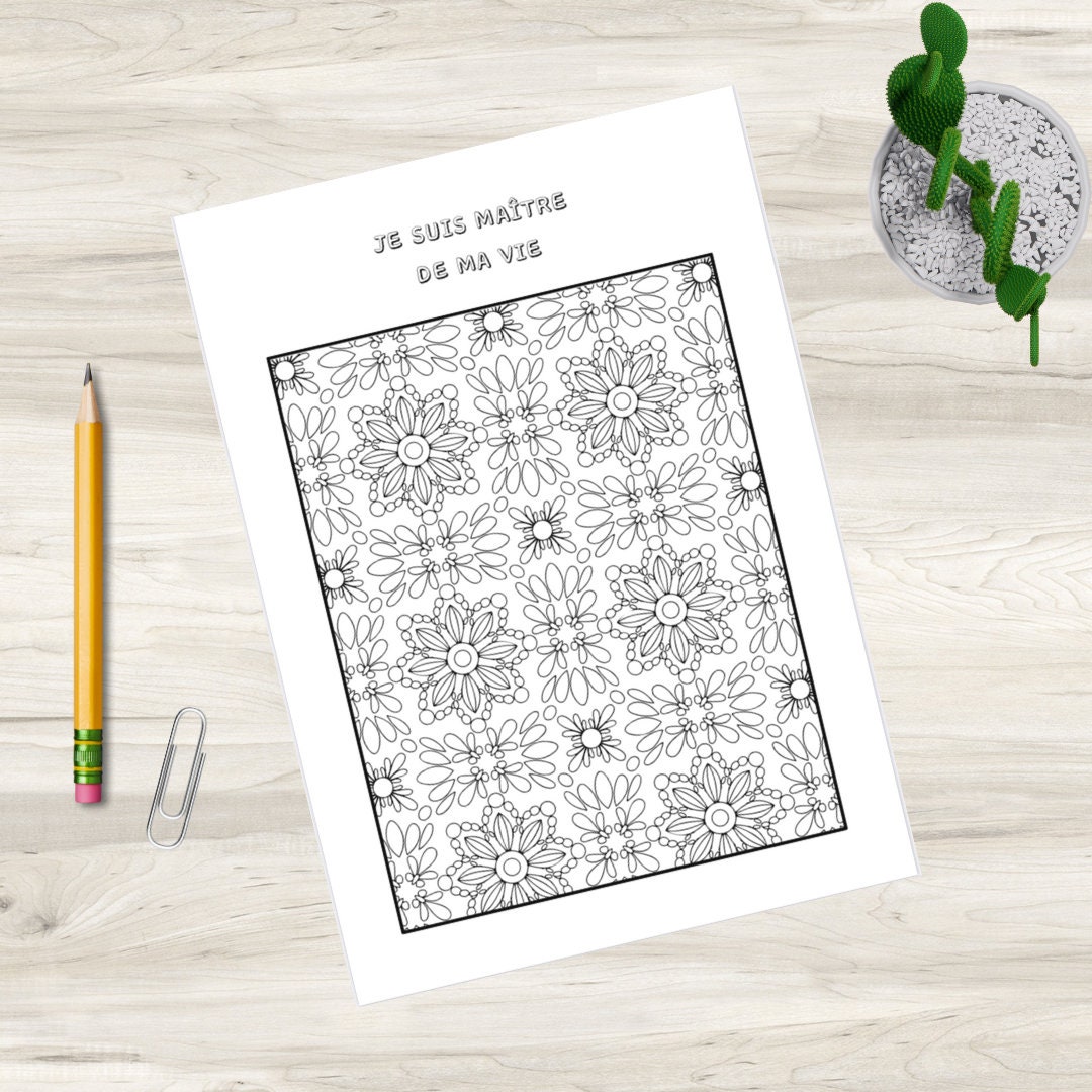 Mandalas With Positive Affirmations Coloring Pages in FRENCH - Etsy