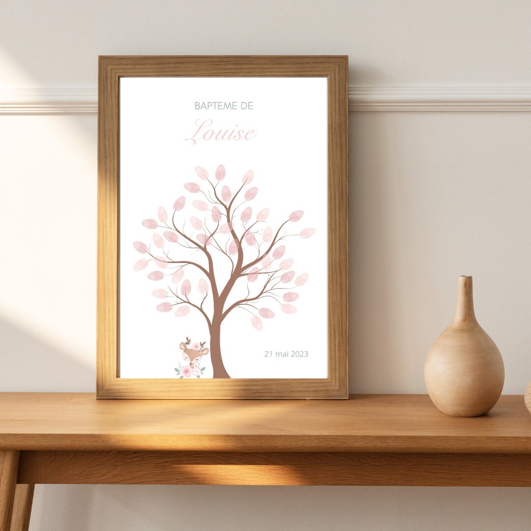 Footprint Tree to Personalize for Your Child's Baptism. Pink Doe Theme ...