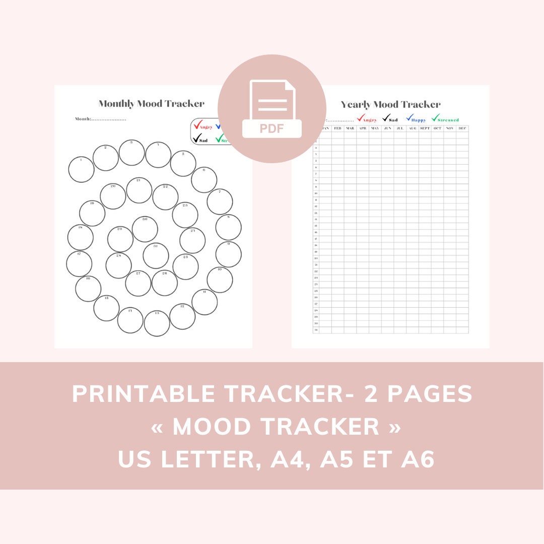 Mood Tracker Monthly and Yearly Mood Tracking Pie Chart - Etsy