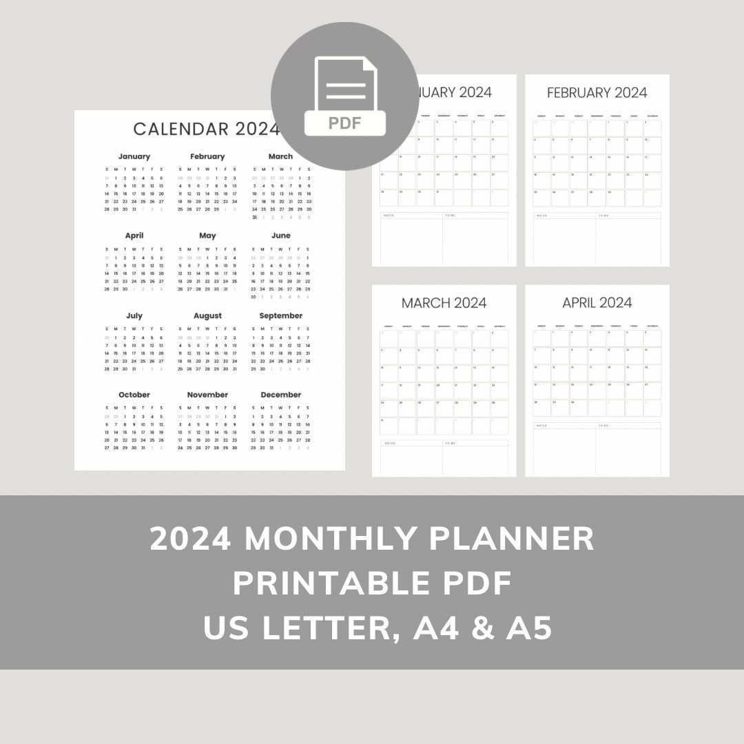 2024 Monthly Planner and 2024 Annual Calendar - Etsy