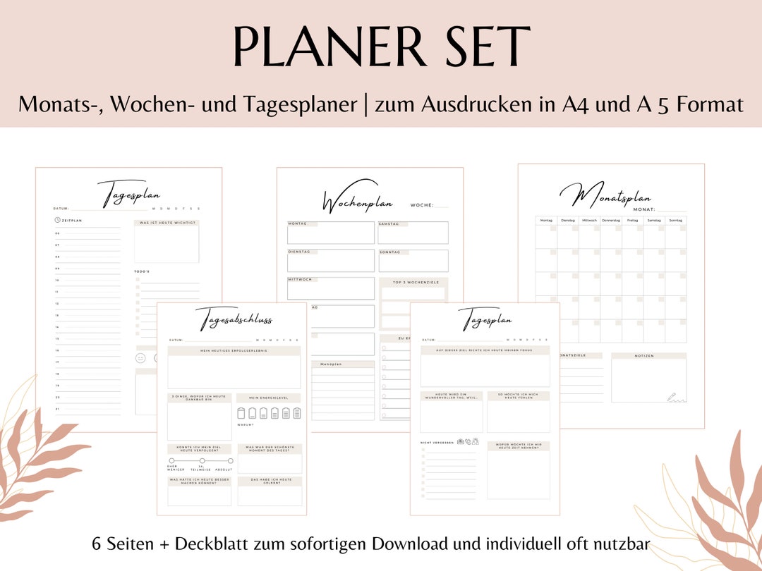 Planner Set German, Daily Planner Digital, Weekly Planner, Monthly ...
