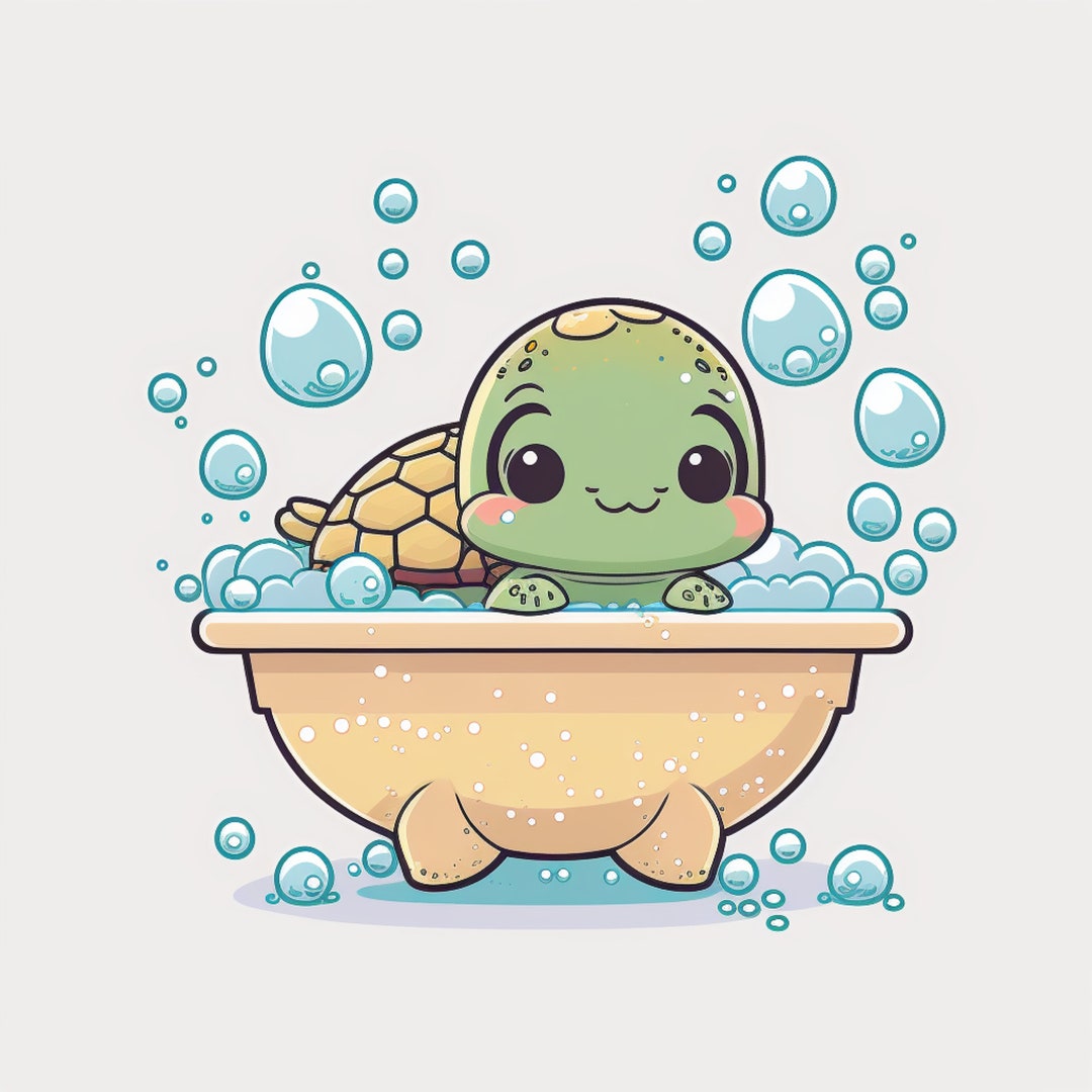 Smiling Baby Turtle Bath Time 2 - Etsy